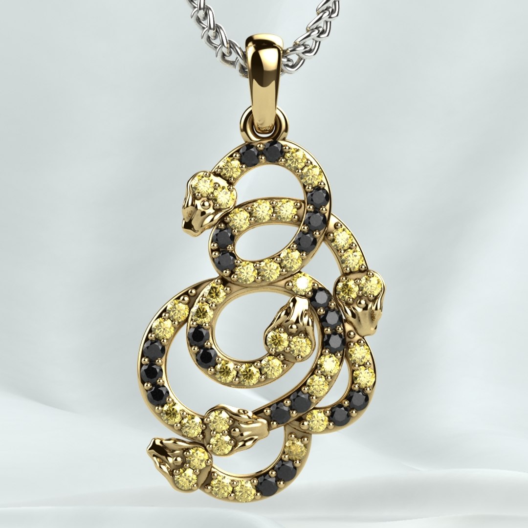 Snakes Gold Pendant 3D - TurboSquid 1845119