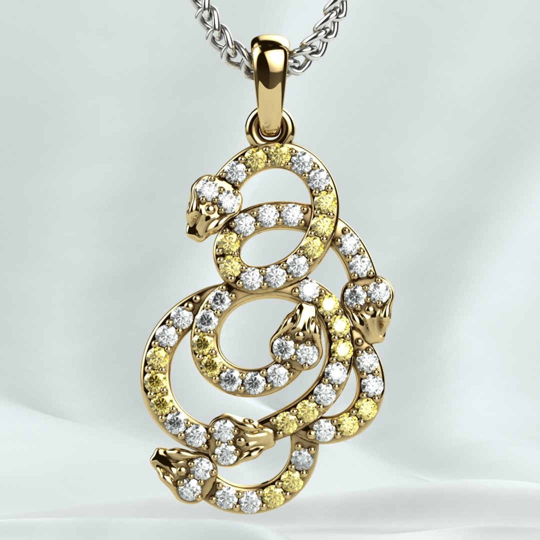 Snakes Gold Pendant 3D - TurboSquid 1845119