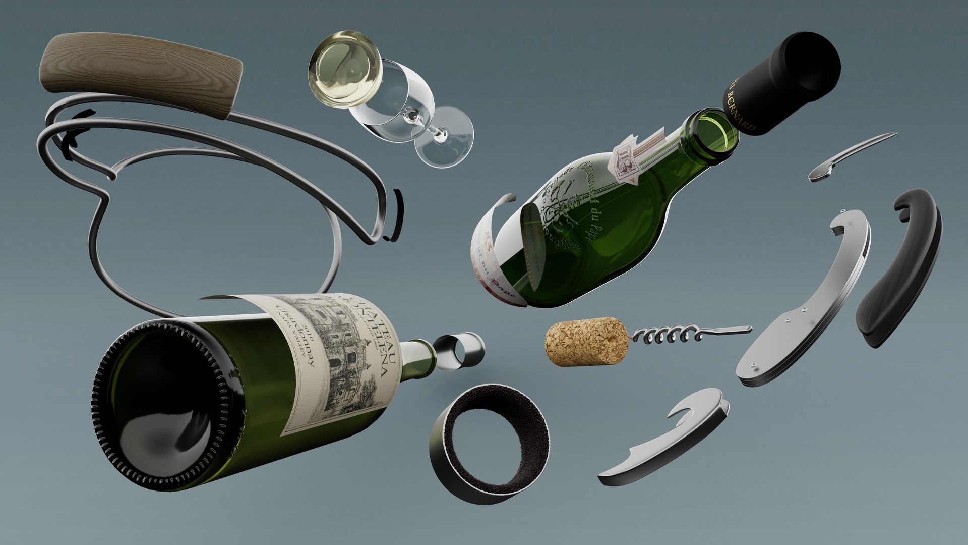 Collection Of Nine Noble Wines 3D Model - TurboSquid 2203416