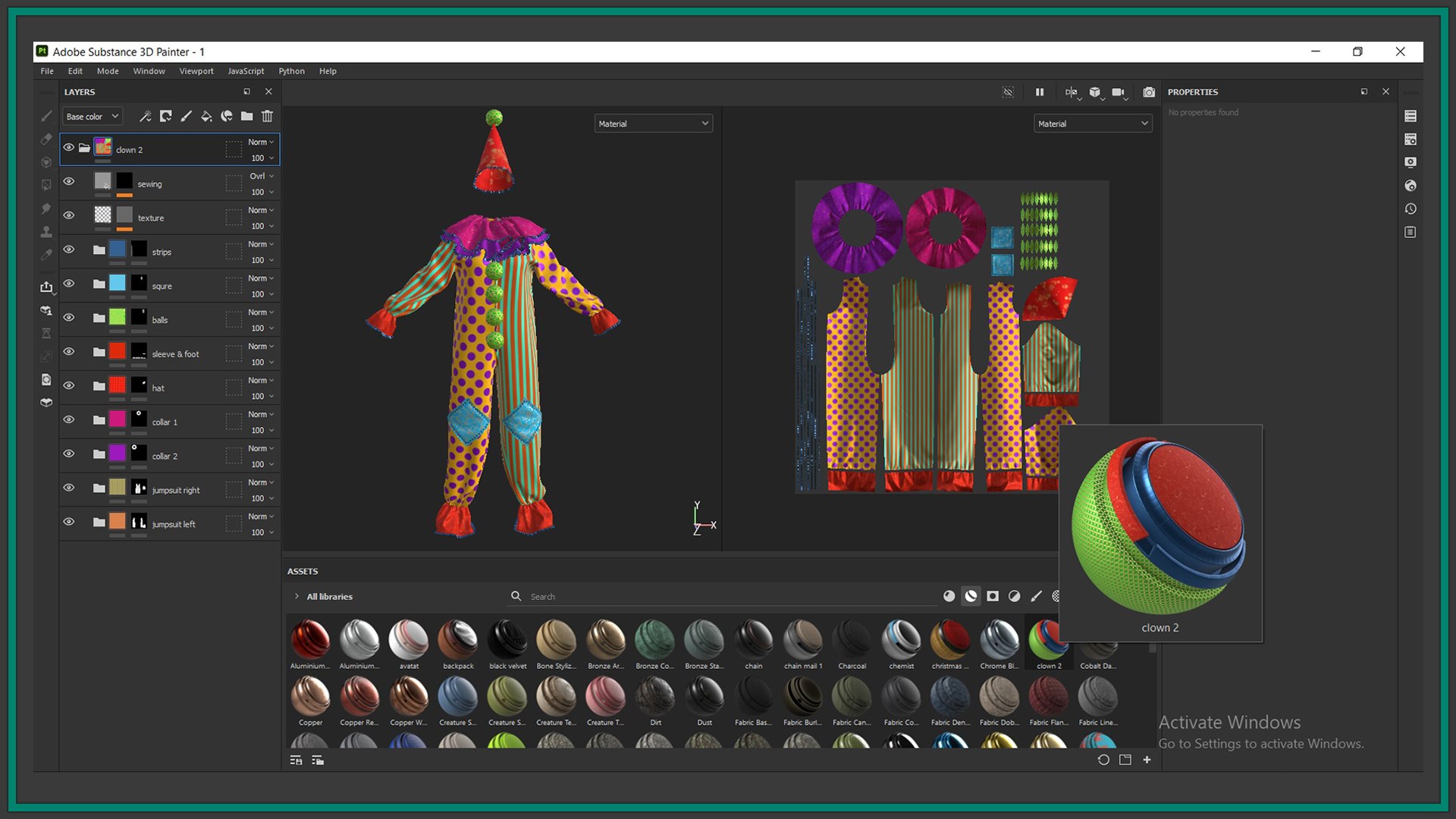 Female Clown Outfit With Texture And Smart Material 3D Model ...