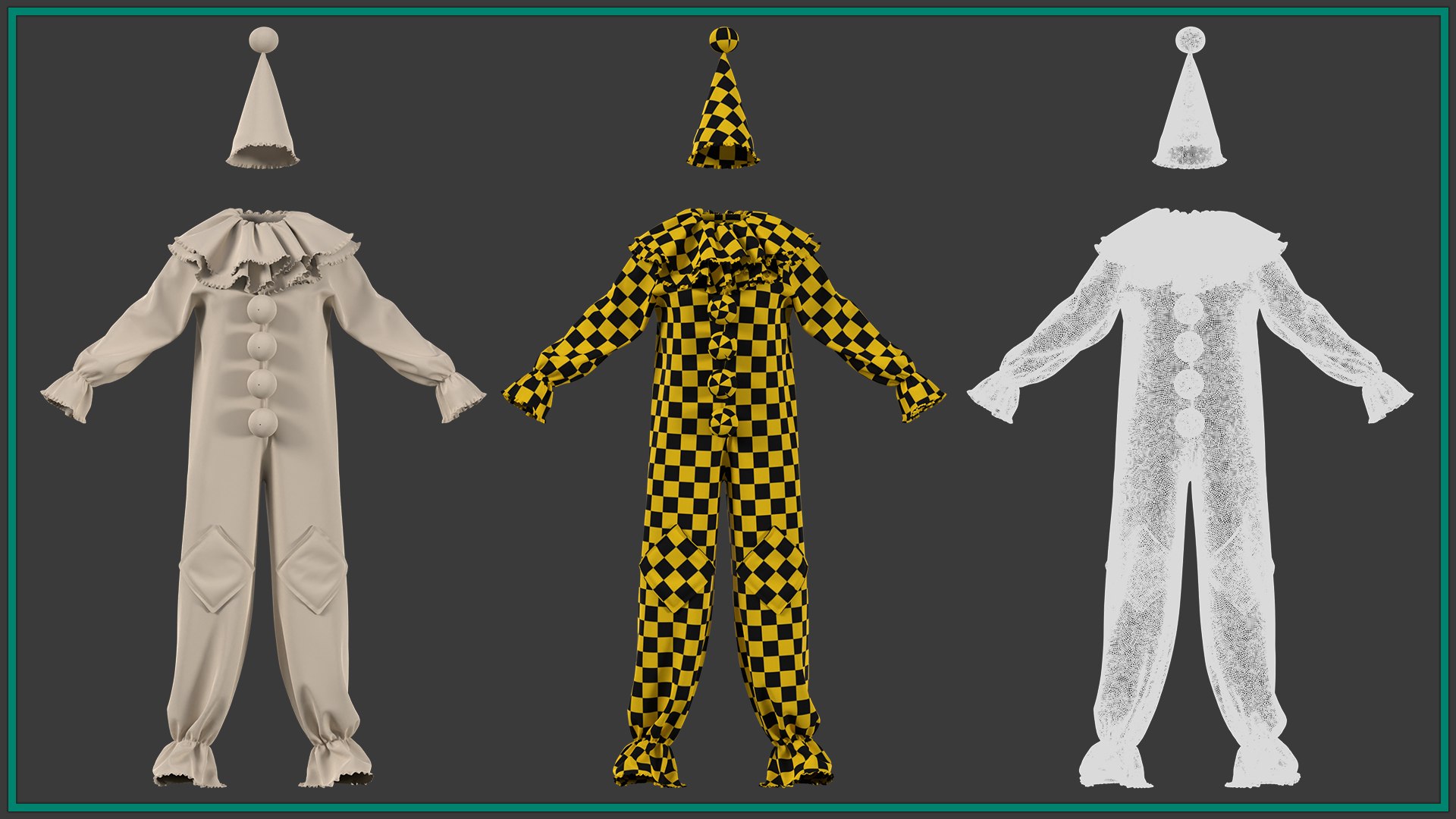 Female Clown Outfit With Texture And Smart Material 3D Model ...