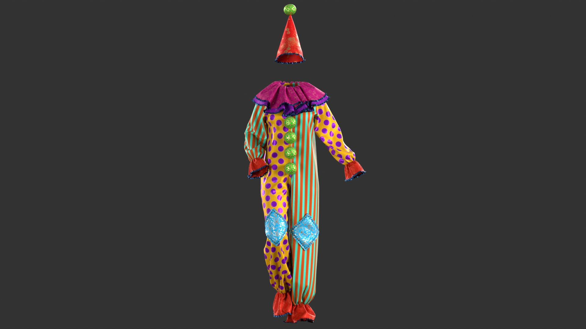 Female Clown Outfit With Texture And Smart Material 3D Model ...