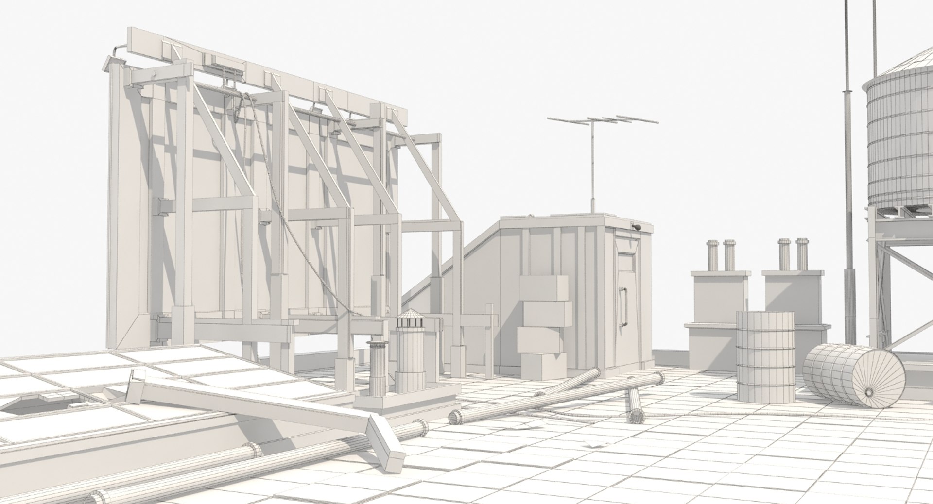 Simply Definition Building Roof 3d Model