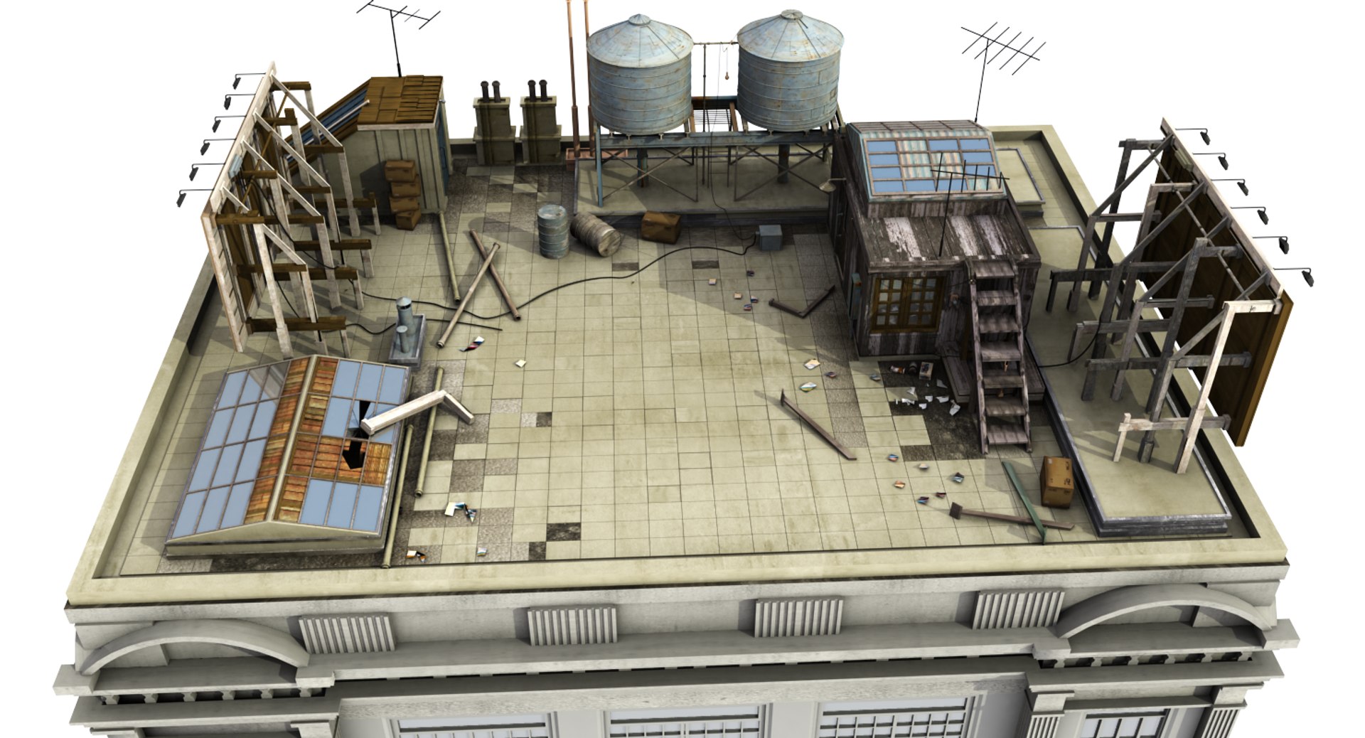 Simply Definition Building Roof 3d Model