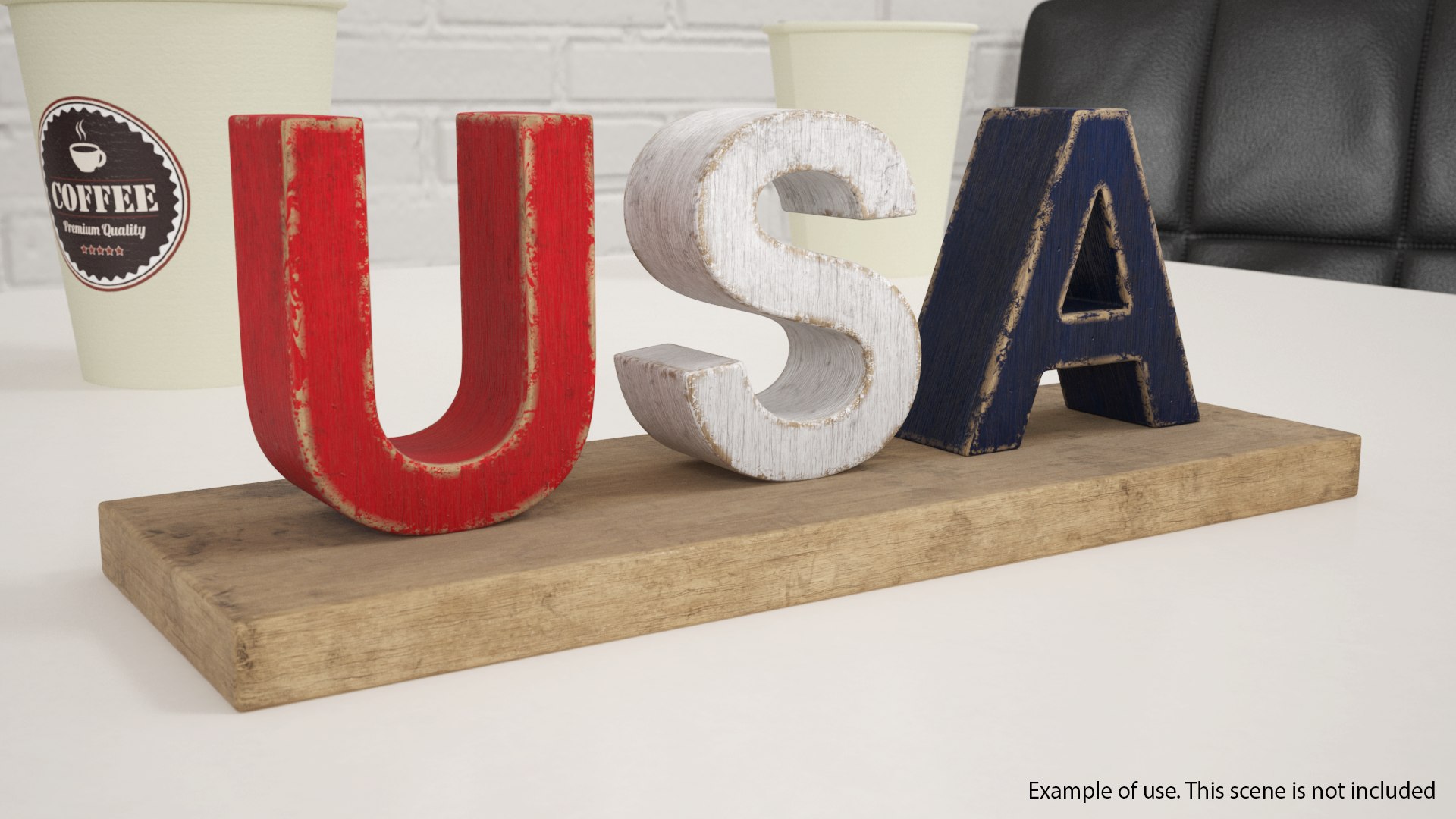 3D USA Wooden Decoration - TurboSquid 2027241