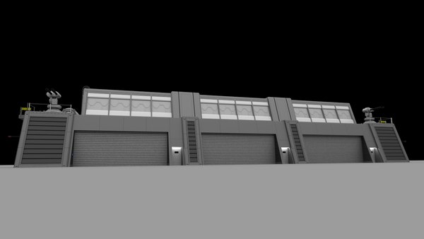 futuristic military barracks building 3d model