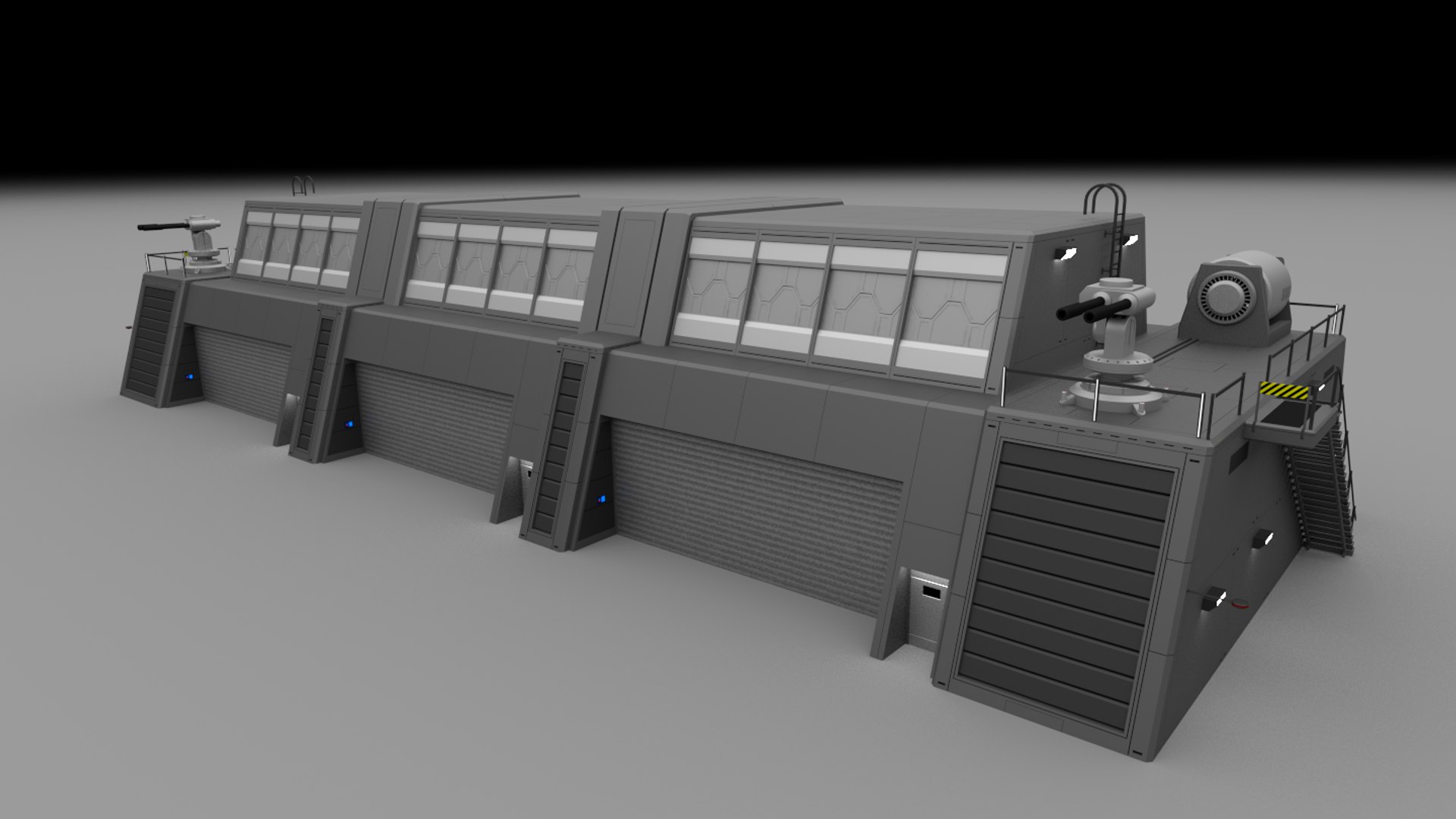 Futuristic Military Barracks Building 3d Model