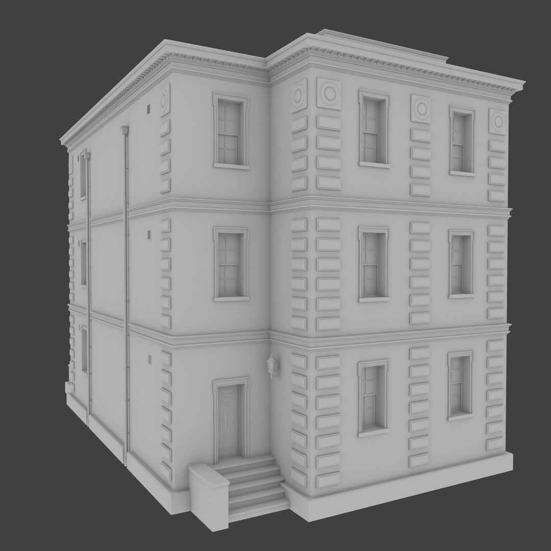 3d obj brick apartment building interior exterior
