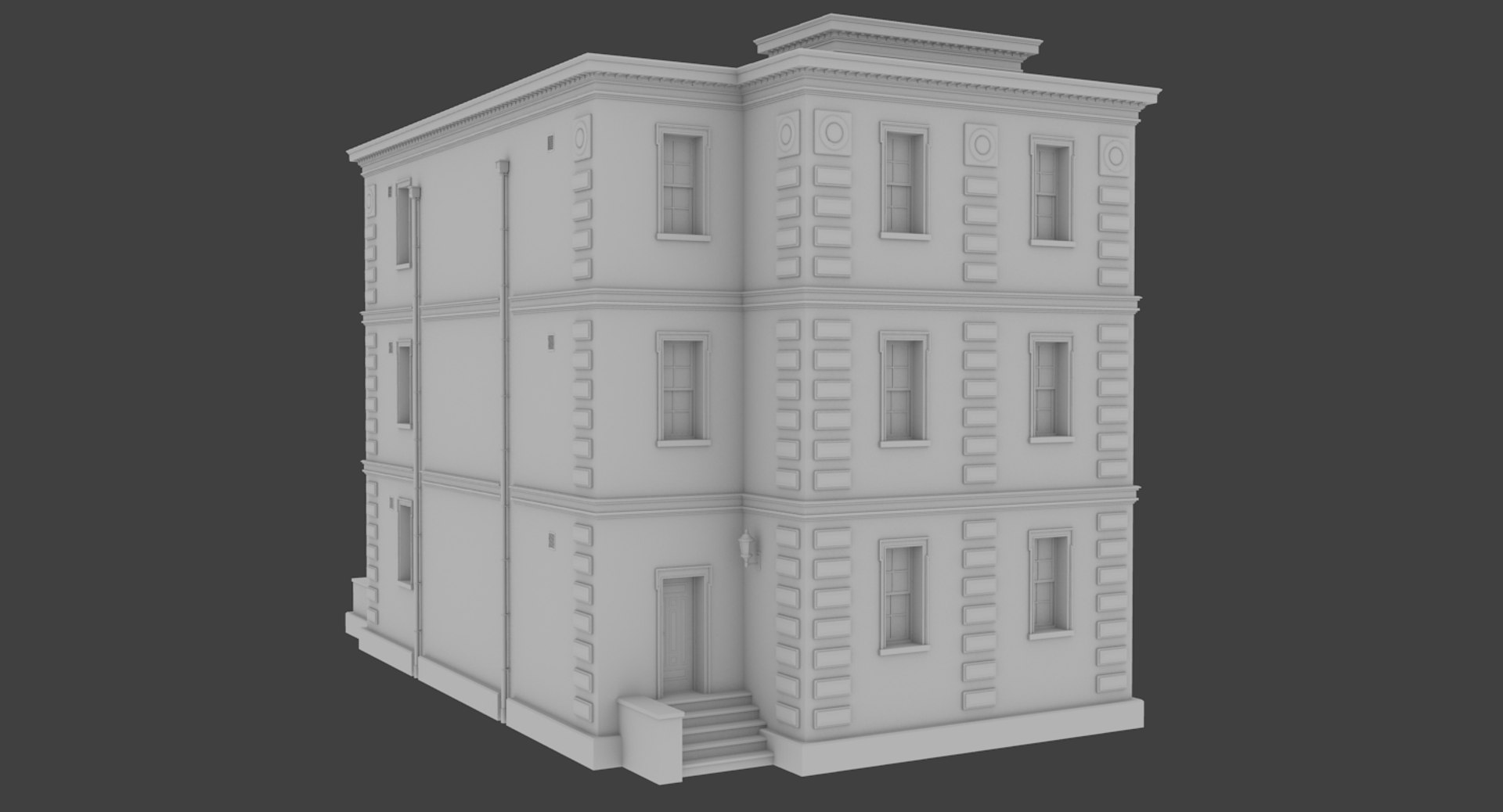 3d Obj Brick Apartment Building Interior Exterior