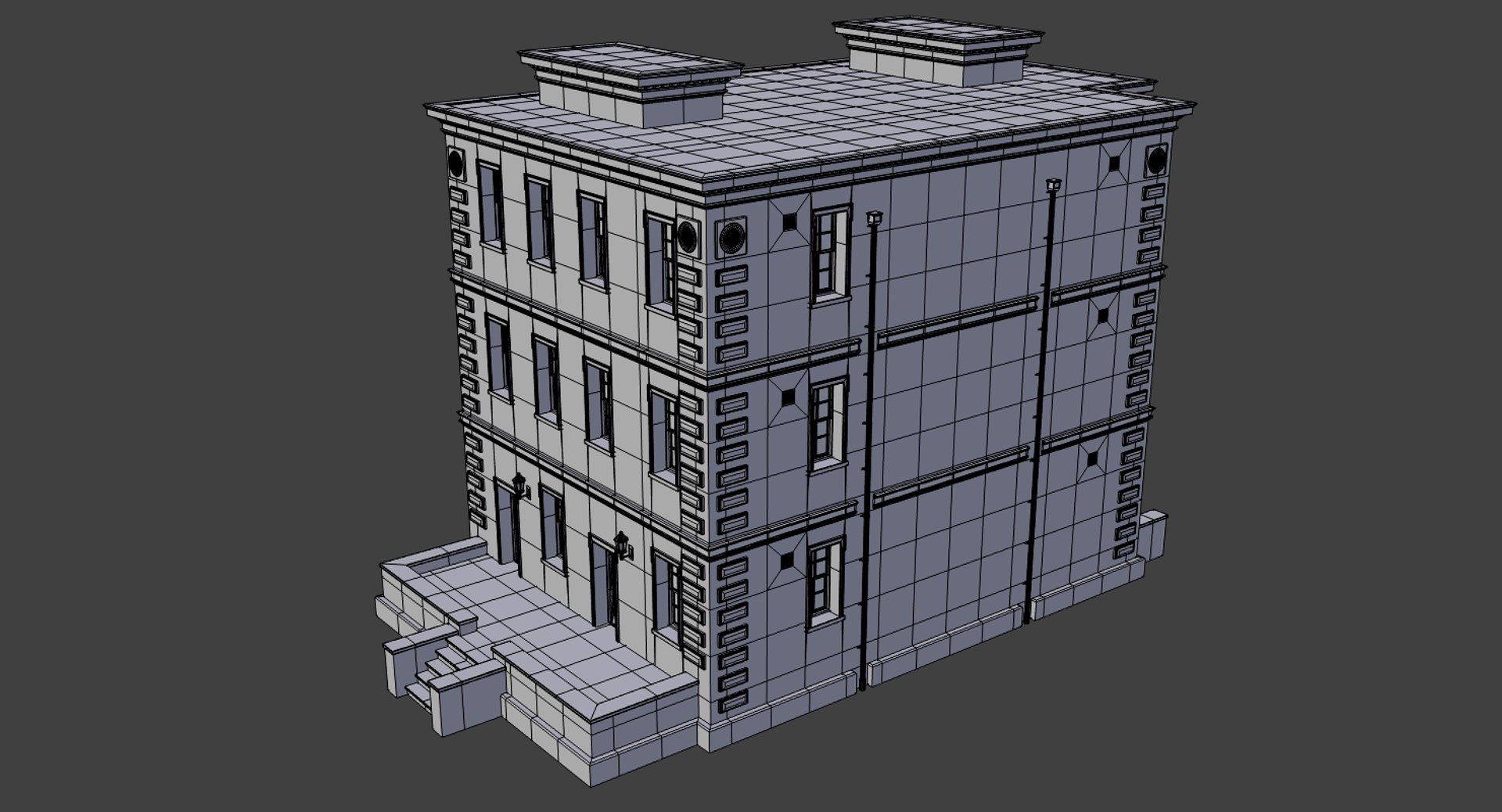 3d Obj Brick Apartment Building Interior Exterior