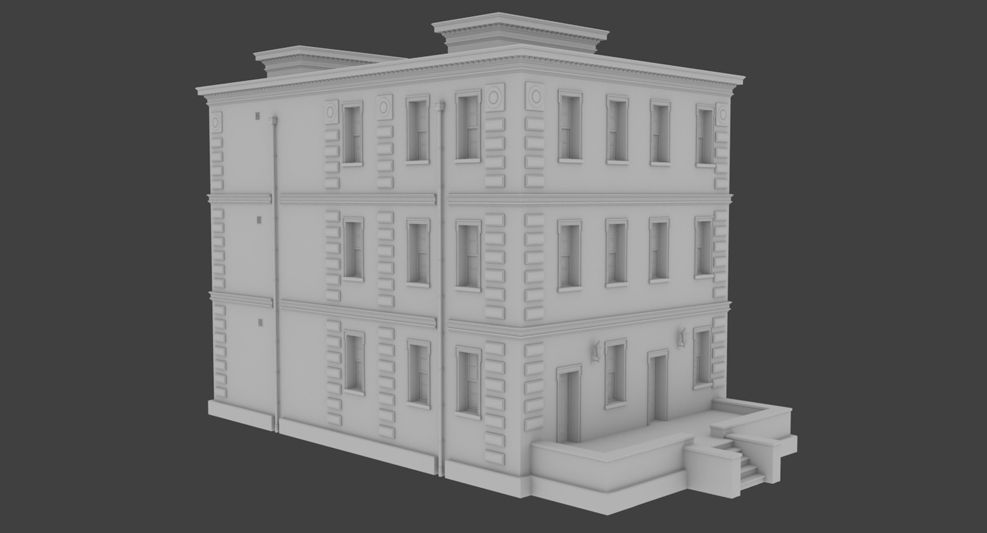 3d Obj Brick Apartment Building Interior Exterior