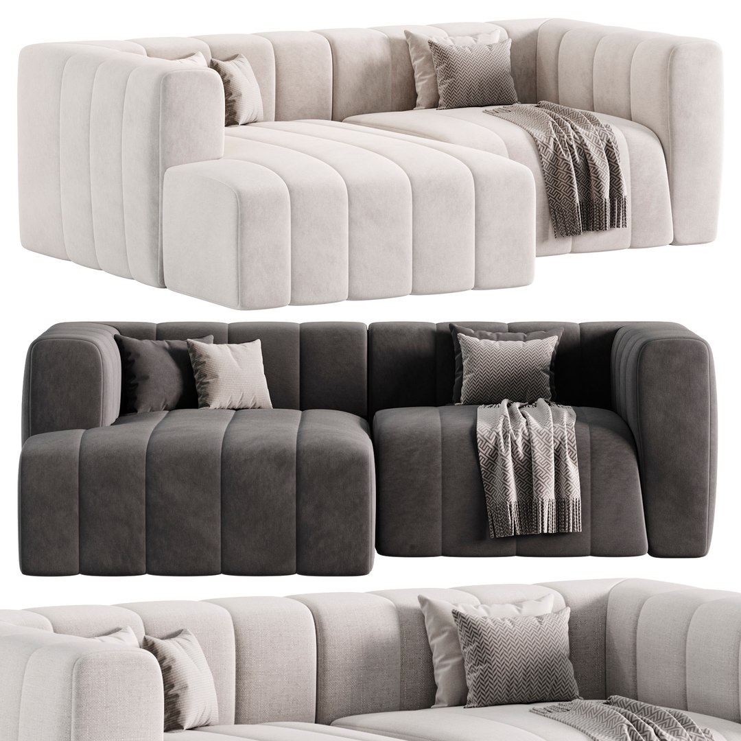 3D Langham Channel Tufted 2 Piece Modular Sectional Sofa - TurboSquid ...