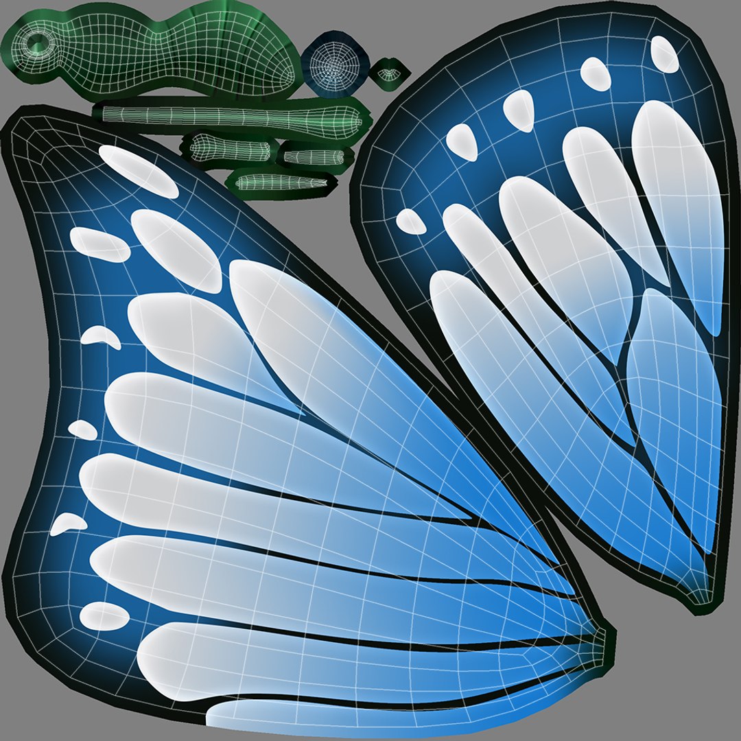 3d Beautiful Butterfly Cartoon Model
