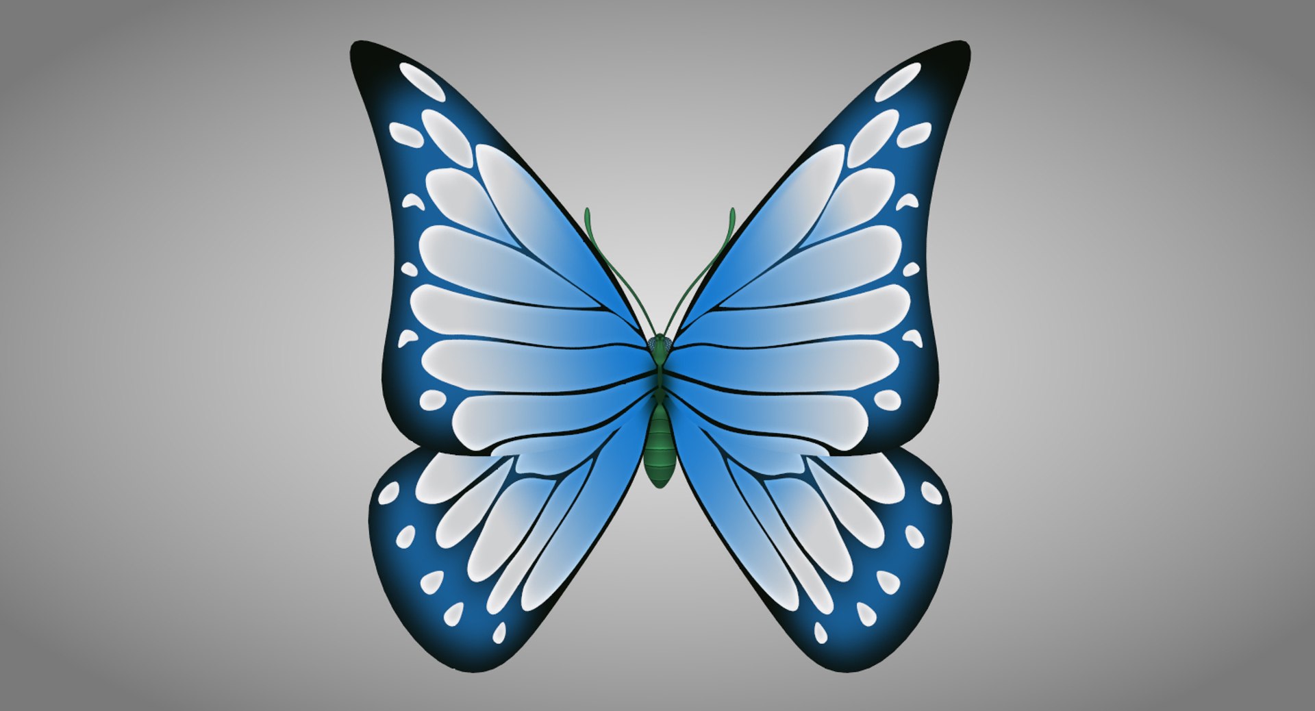3d Beautiful Butterfly Cartoon Model