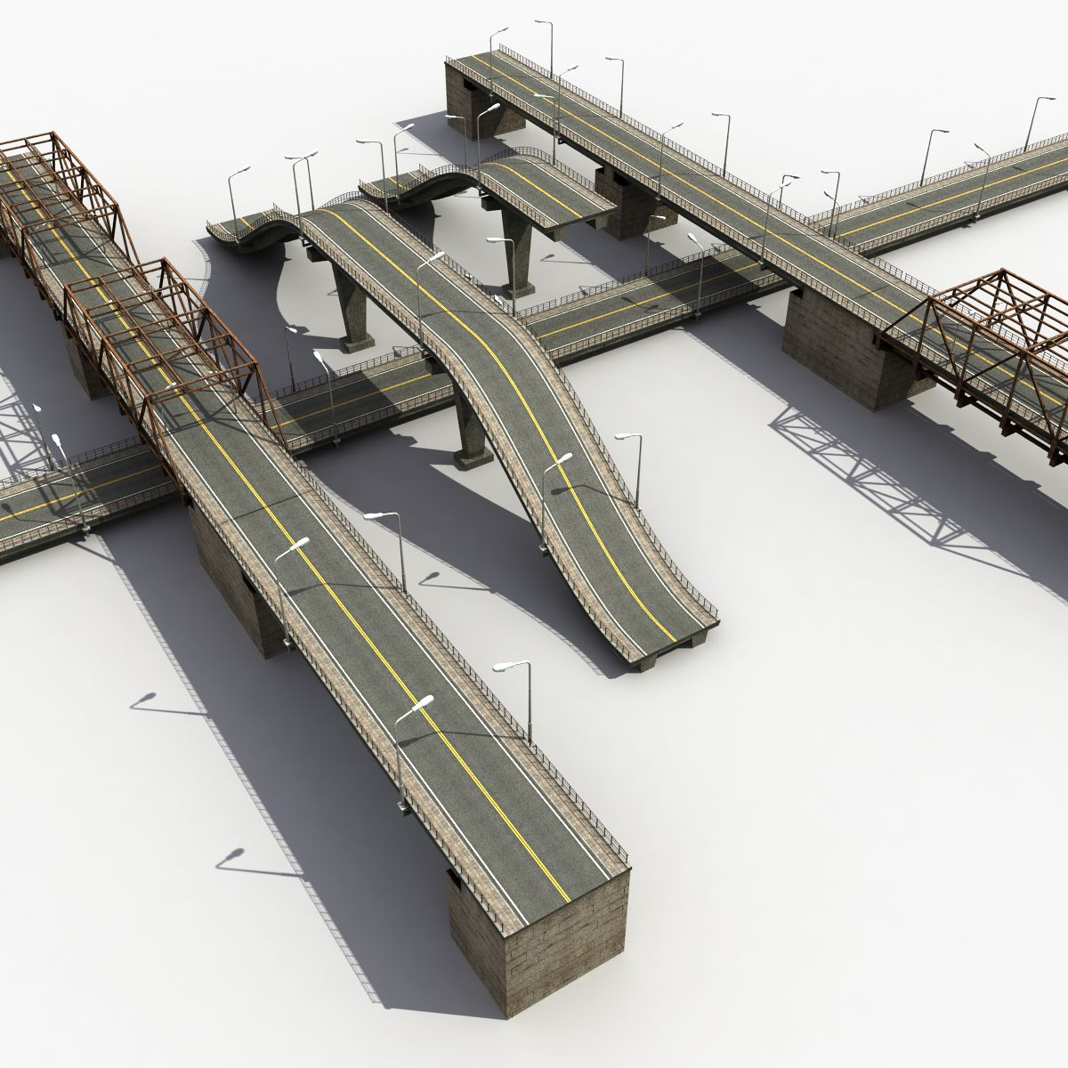 bridge road highway 3d model