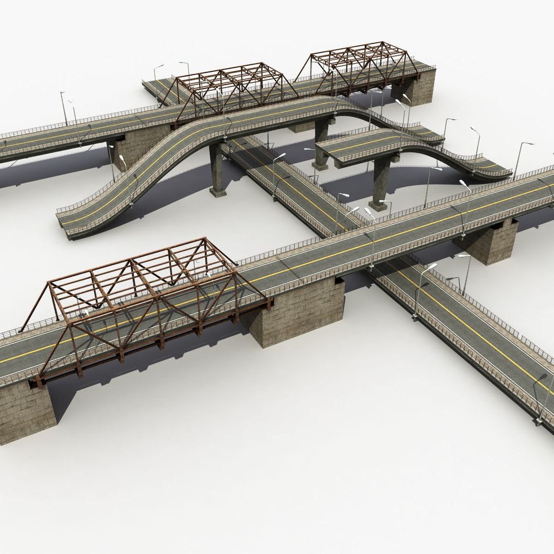 Bridge Road Highway 3d Model