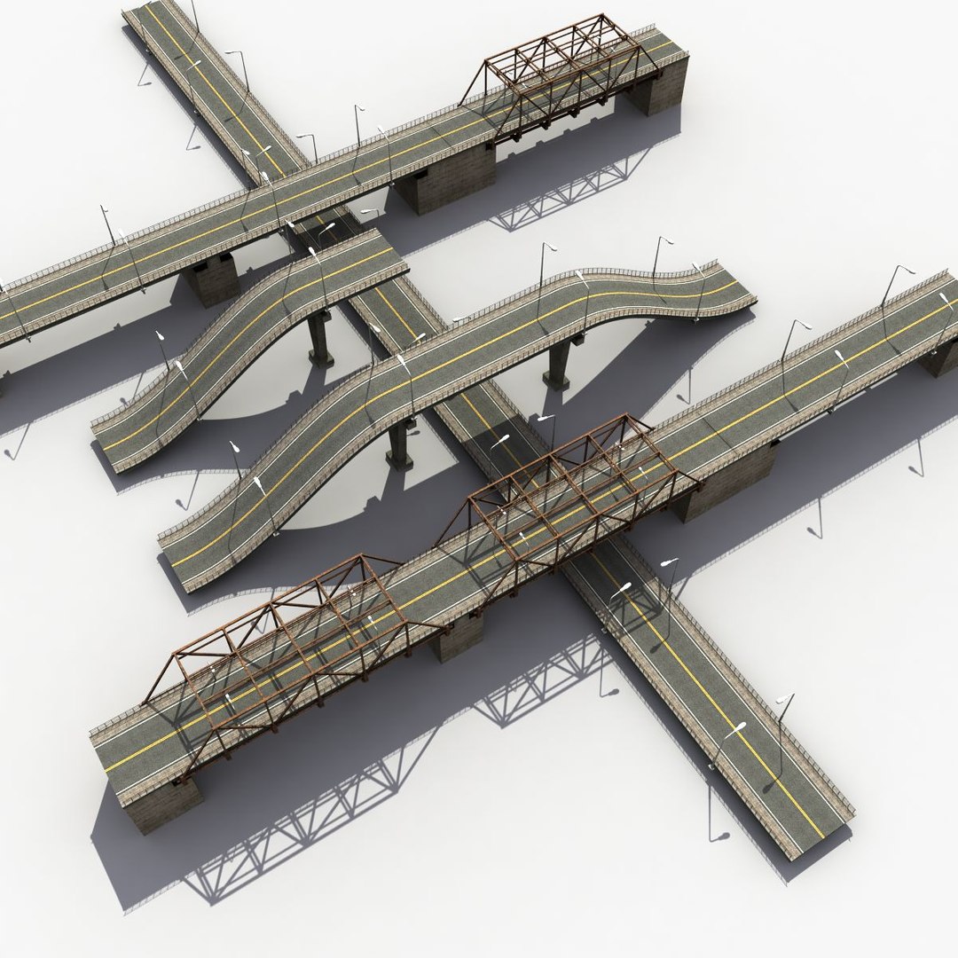 Bridge Road Highway 3d Model