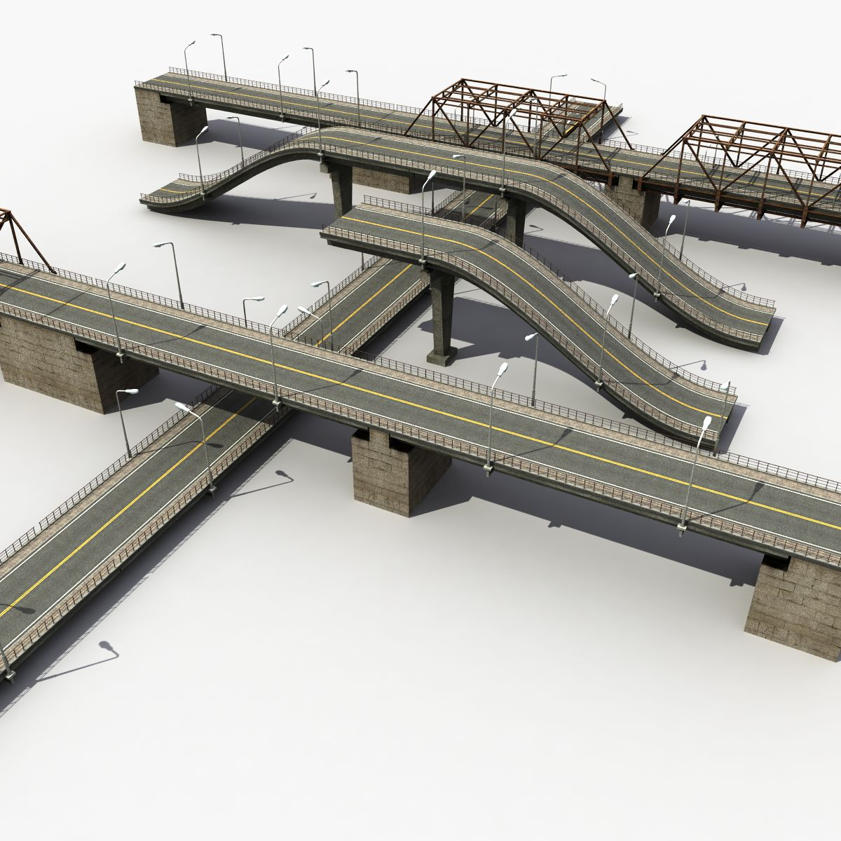 bridge road highway 3d model