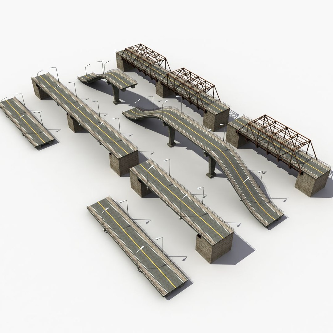 Bridge Road Highway 3d Model