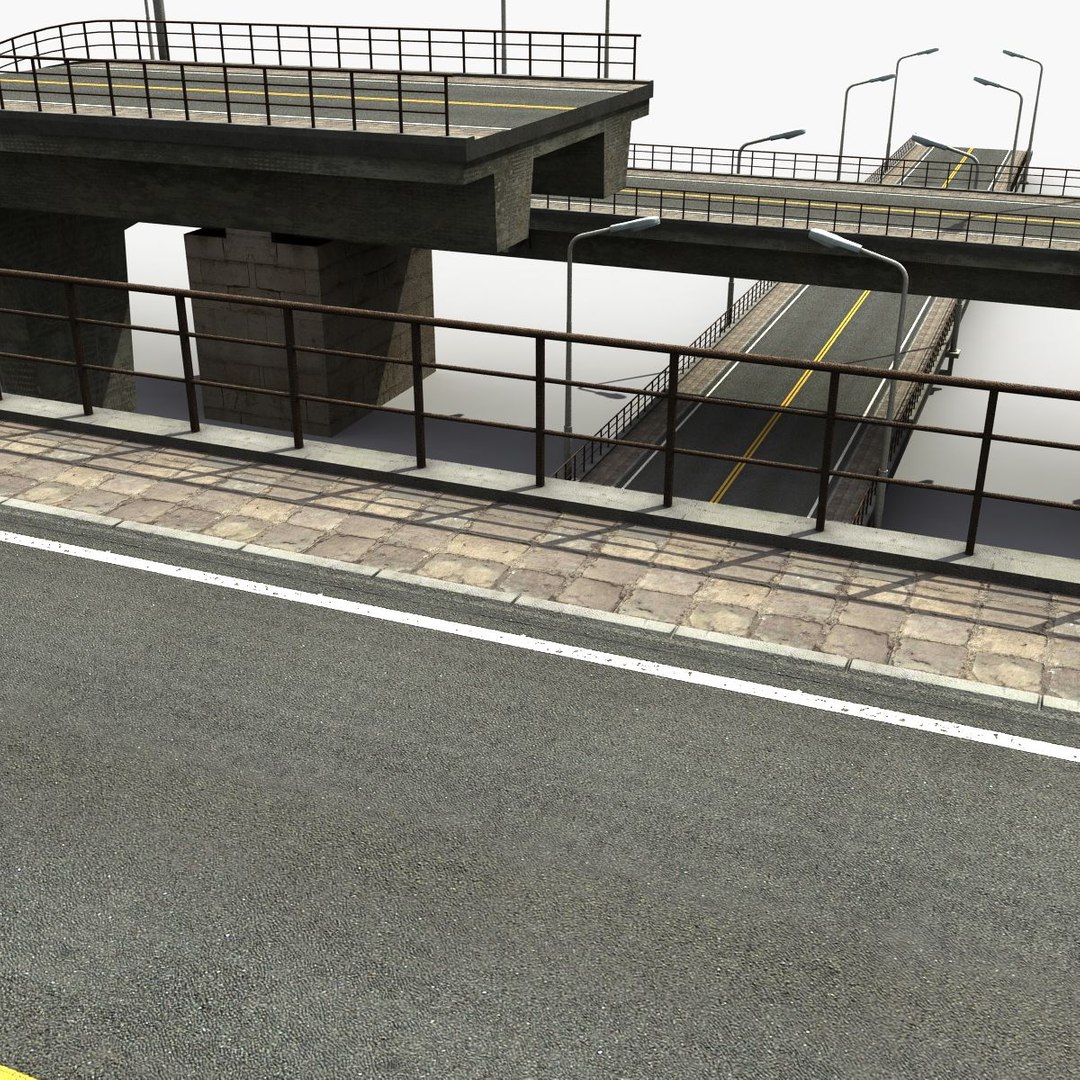 Bridge Road Highway 3d Model