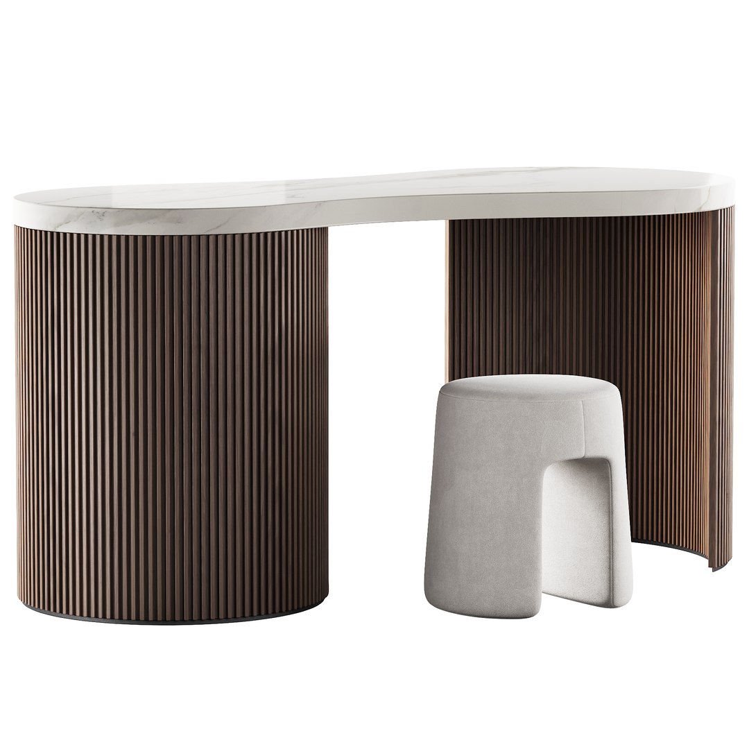 328 Vanity Desk 05 Lukka Desk And Fredericia Sequoia Pouf 3D Model ...