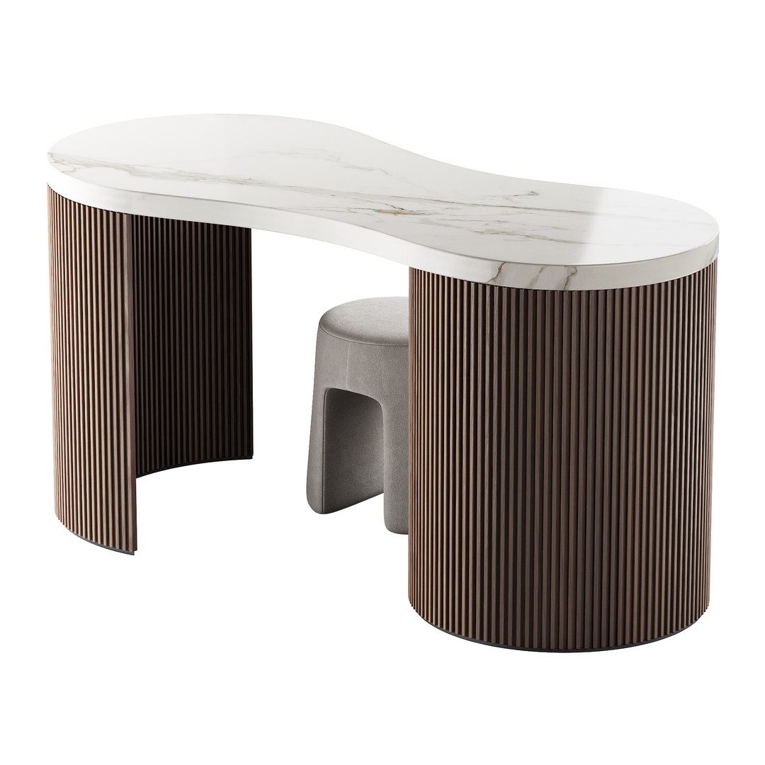 328 Vanity Desk 05 Lukka Desk And Fredericia Sequoia Pouf 3D Model ...