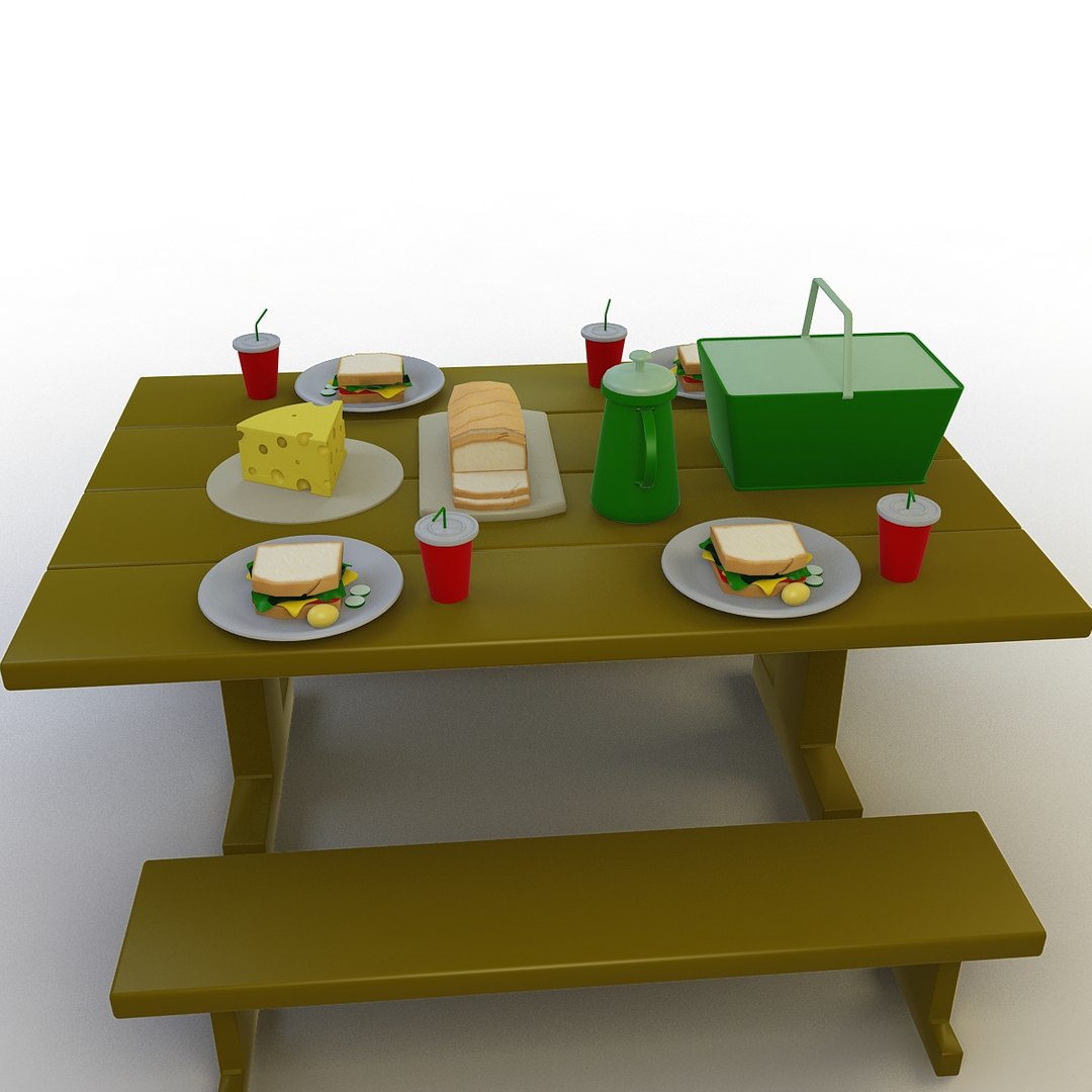 3D Model Cartoon Picnic Table - TurboSquid 1150171