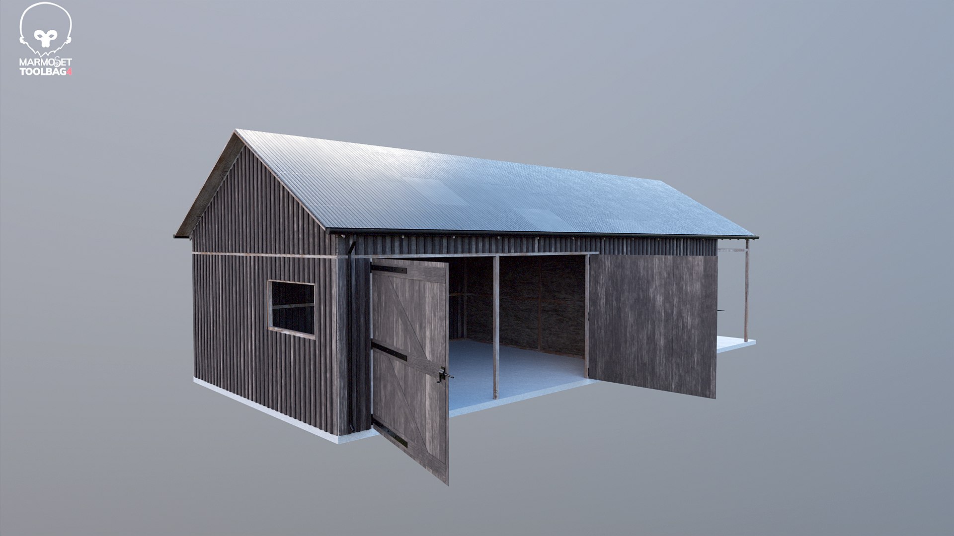 3D Wooden Garage For Car And Motorcycle With Small Workshop V2 Model ...