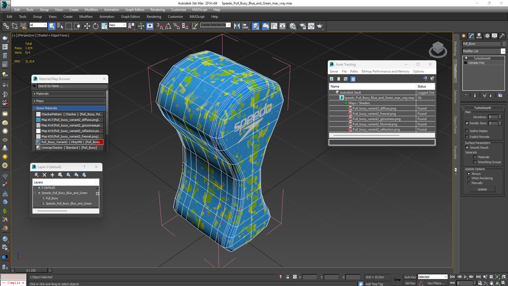 Speedo Pull Buoy Blue And Green 3D Model - TurboSquid 2112732