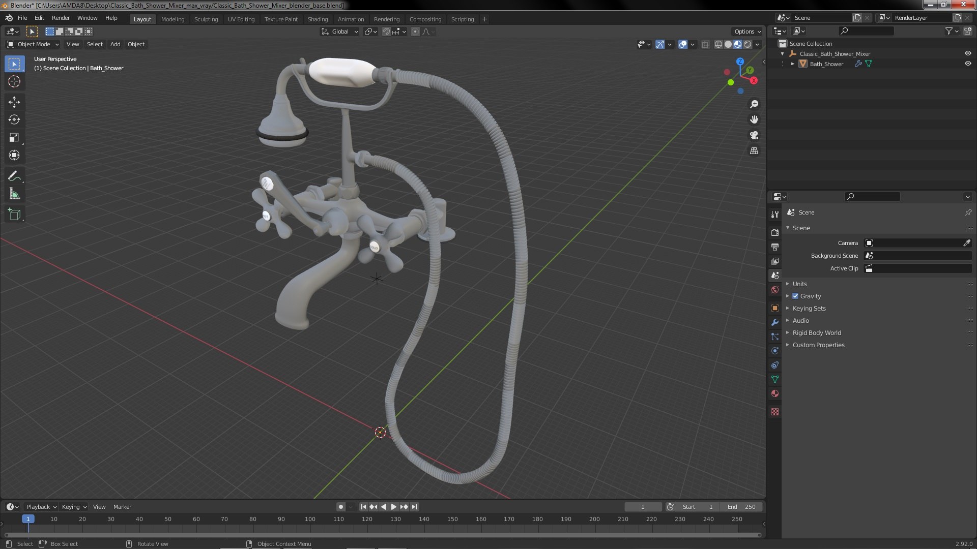 Classic Bath Shower Mixer 3D model - TurboSquid 2089558