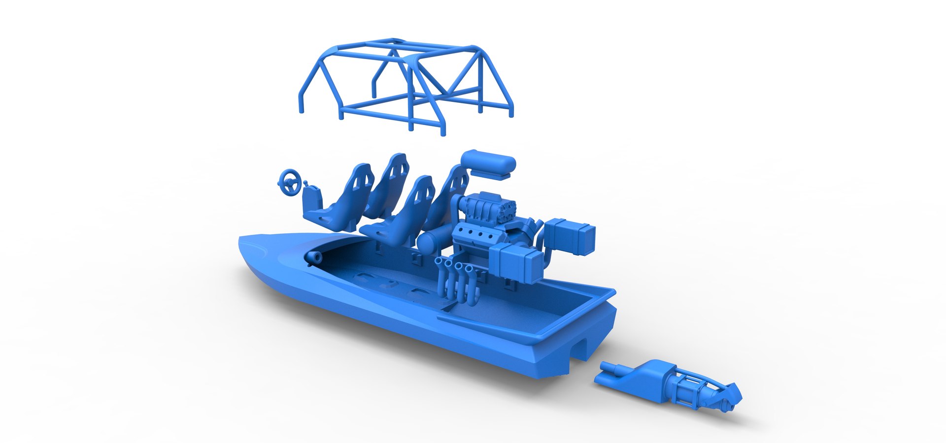 3D Diecast Quad Jet Sprint Boat Scale 1 To 25 Model - TurboSquid 2210729