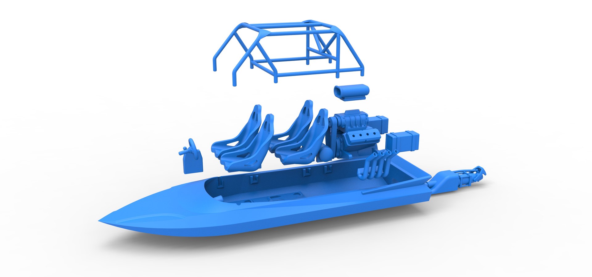 3D Diecast Quad Jet Sprint Boat Scale 1 To 25 Model - TurboSquid 2210729