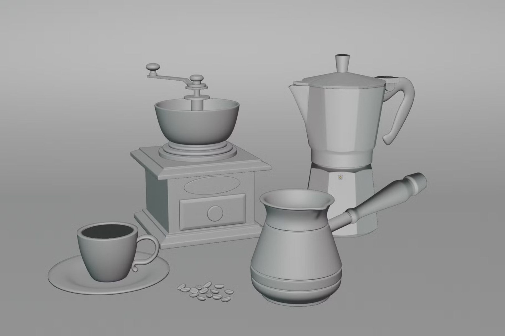 3D Set Of Objects For Making Coffee 3D Model - TurboSquid 2206051