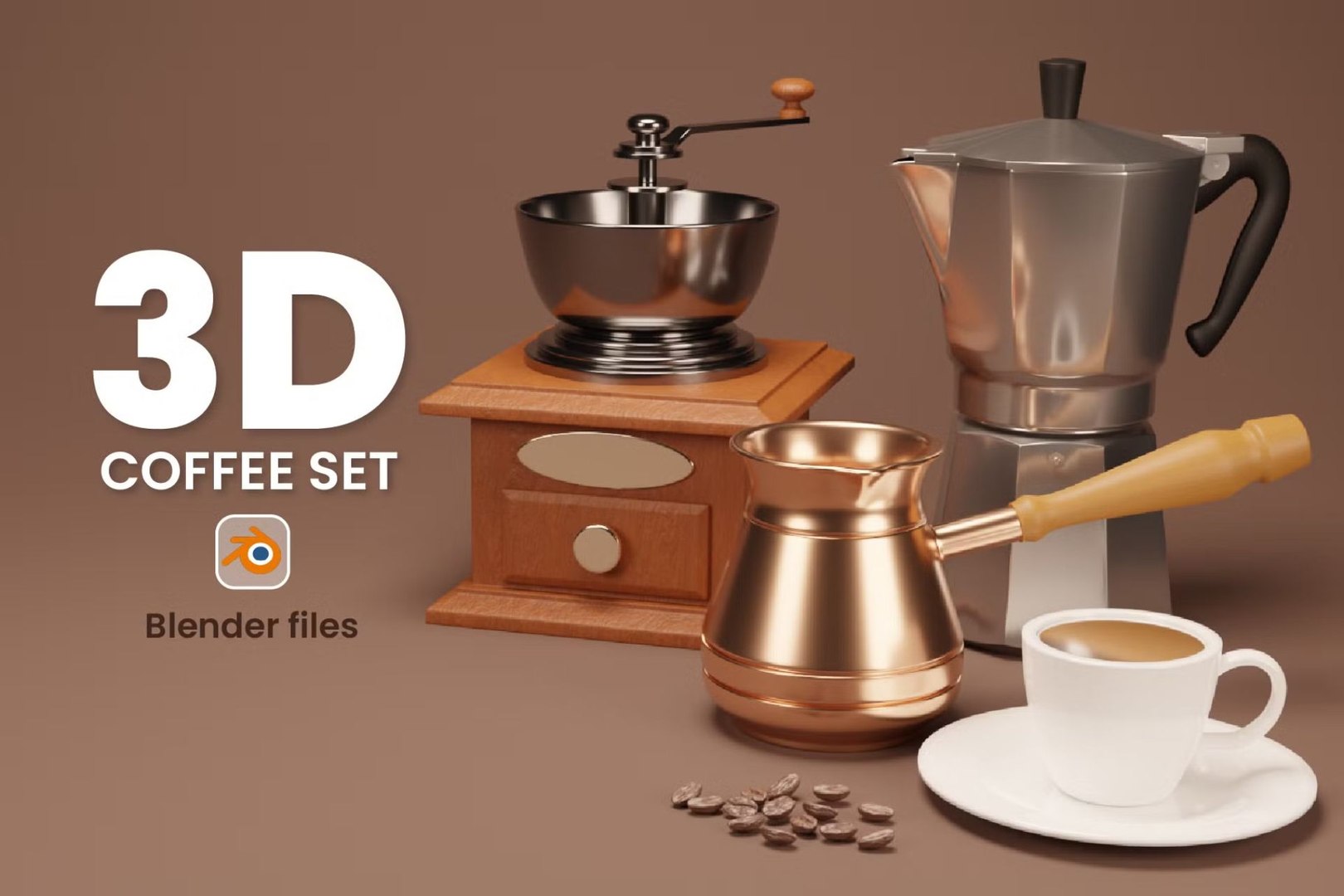 3D Set Of Objects For Making Coffee 3D Model - TurboSquid 2206051