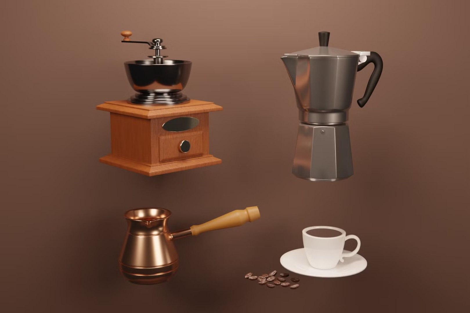 3D Set Of Objects For Making Coffee 3D Model - TurboSquid 2206051