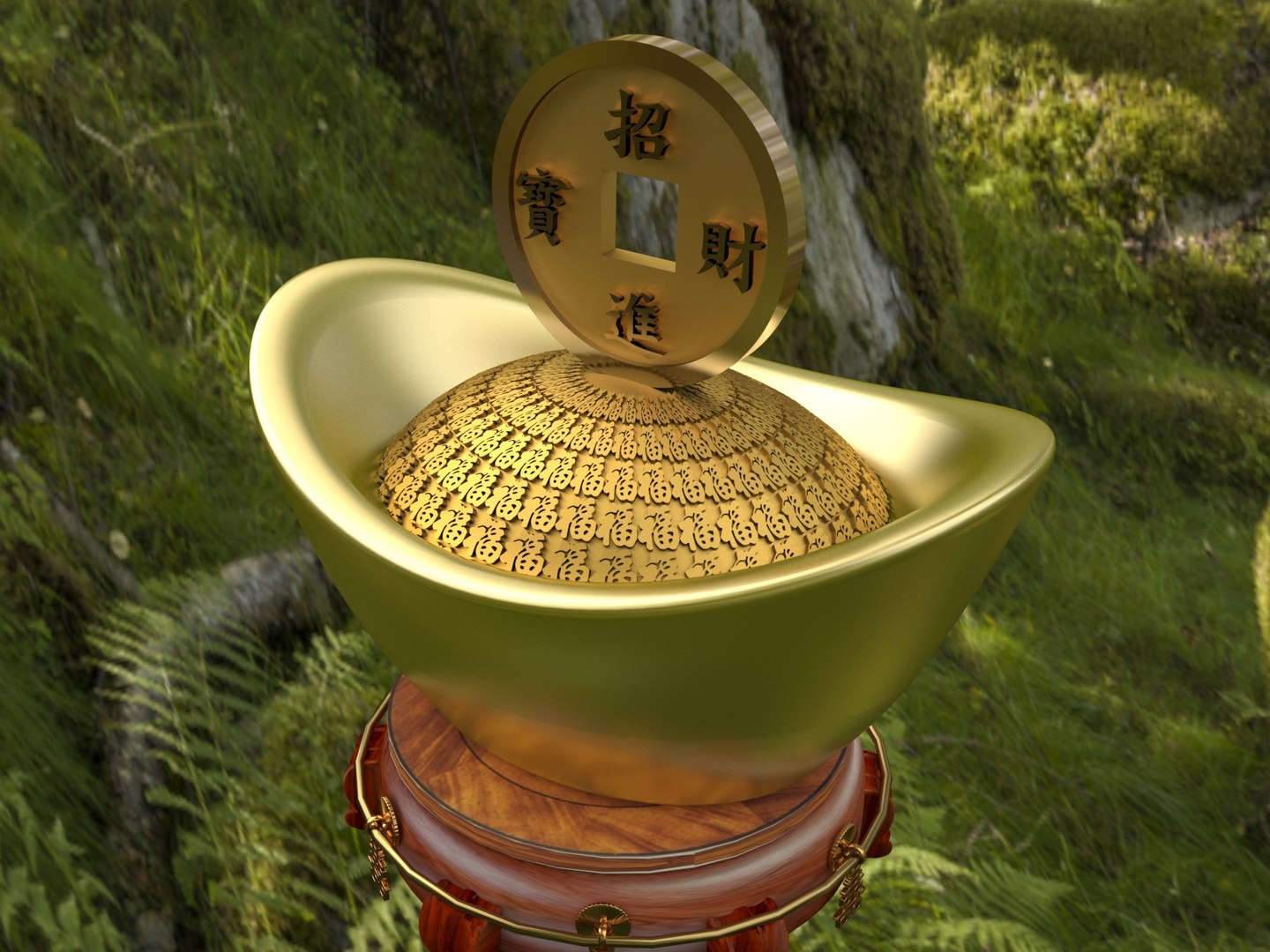 Chinese Gold Ingot 3D Model - TurboSquid 1592973
