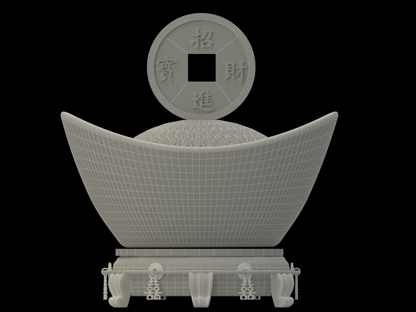 Chinese Gold Ingot 3D Model - TurboSquid 1592973
