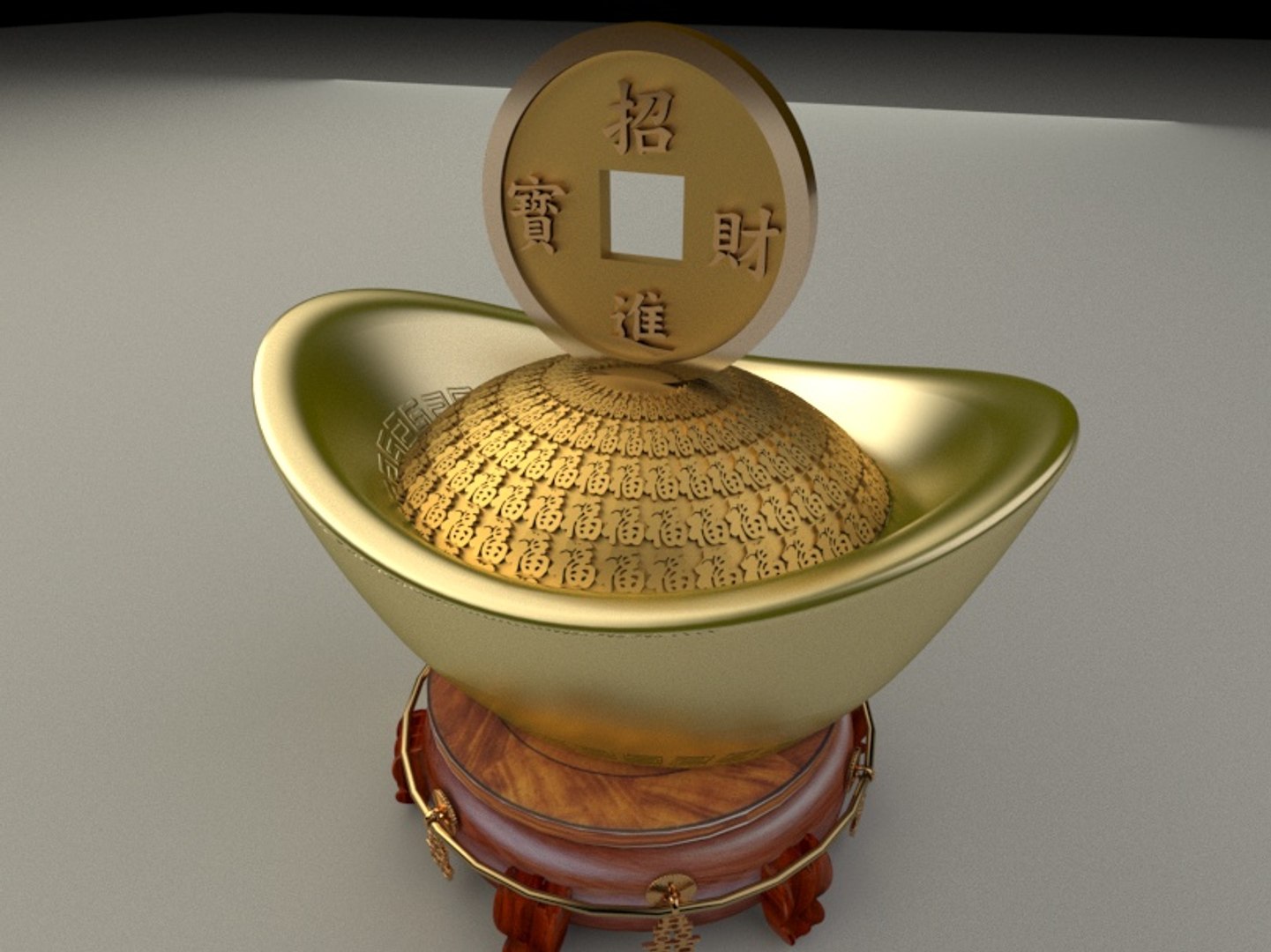 Chinese Gold Ingot 3D Model - TurboSquid 1592973
