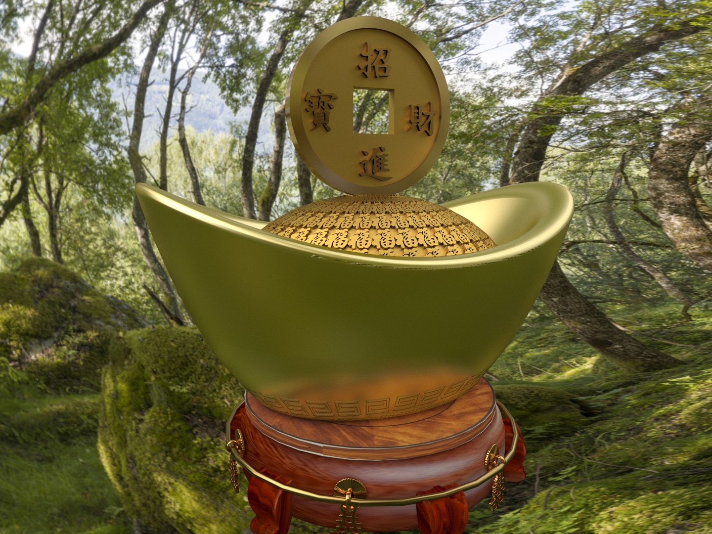 Chinese Gold Ingot 3D Model - TurboSquid 1592973