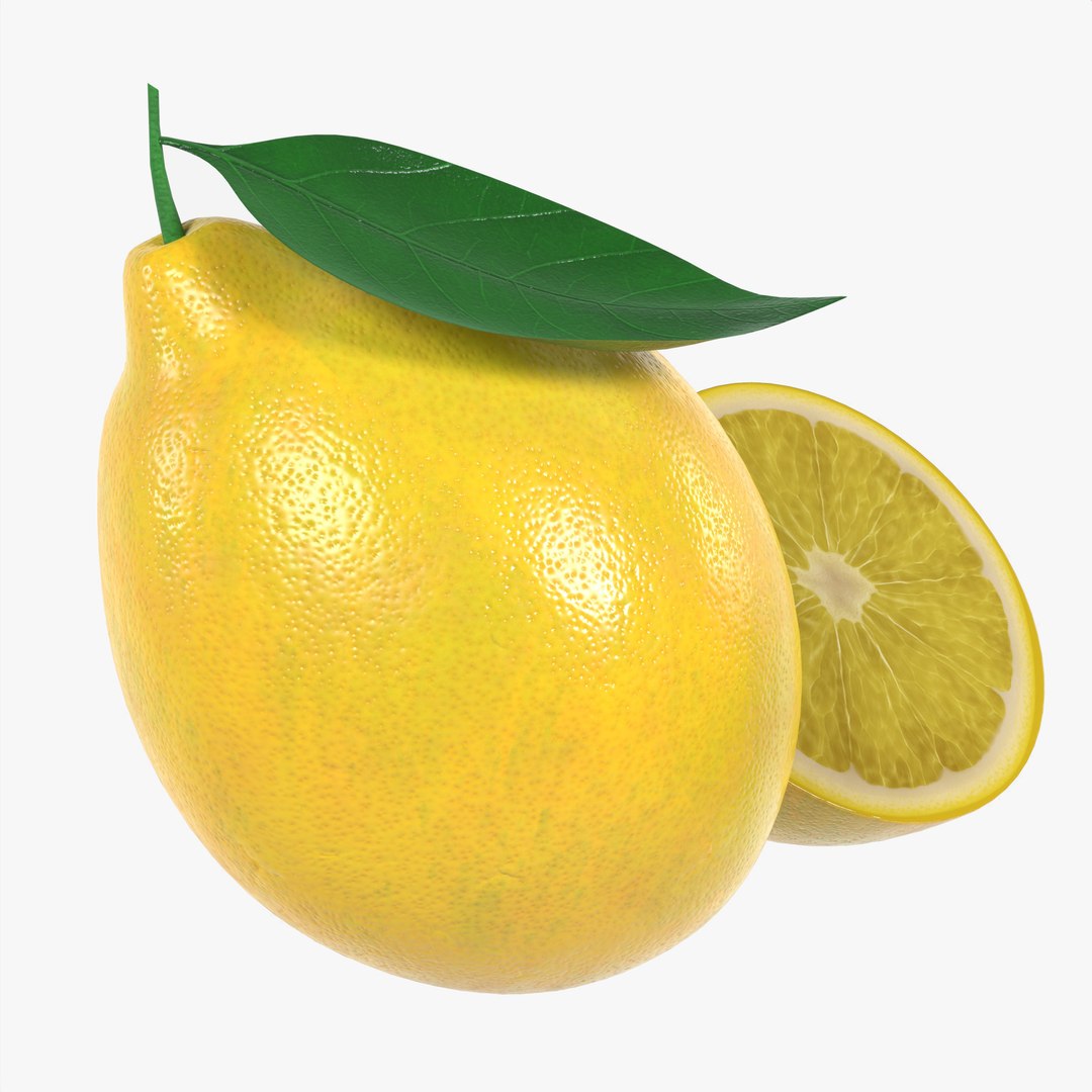 3D model Fresh lemon with slice and leaf 02 - TurboSquid 1934859