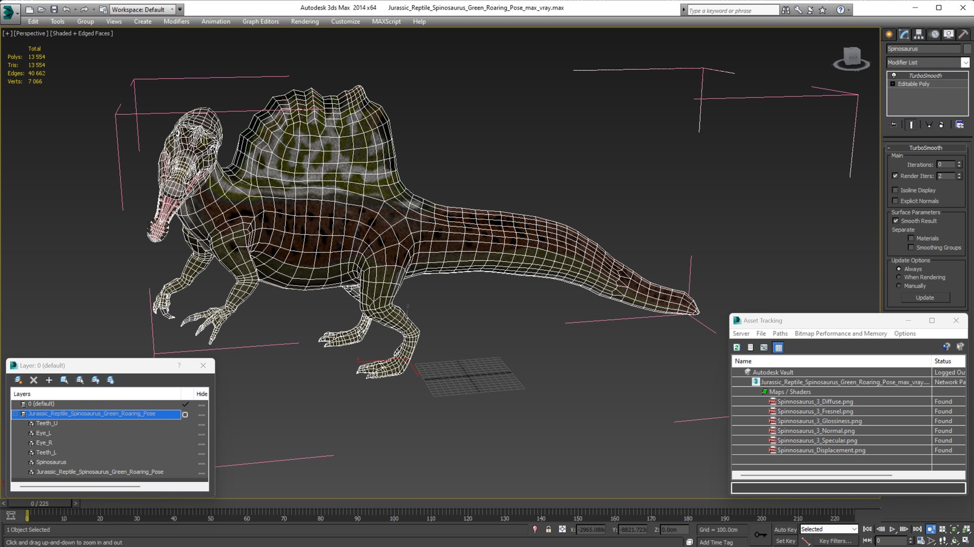 Jurassic Reptile Spinosaurus Green Roaring Pose 3D - TurboSquid 2270185