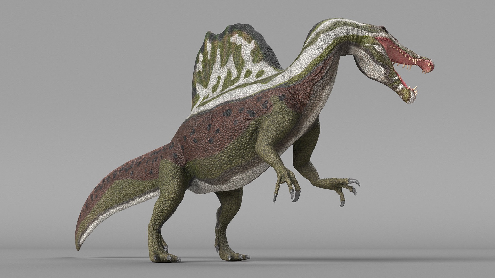 Jurassic Reptile Spinosaurus Green Roaring Pose 3D - TurboSquid 2270185