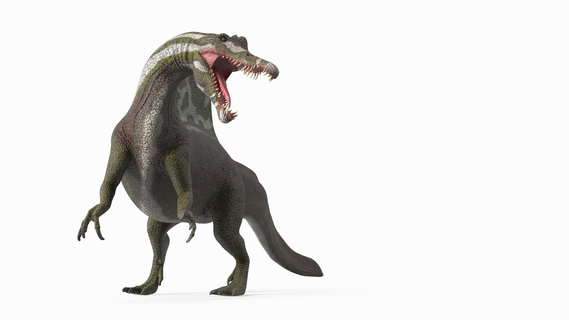 Jurassic Reptile Spinosaurus Green Roaring Pose 3D - TurboSquid 2270185