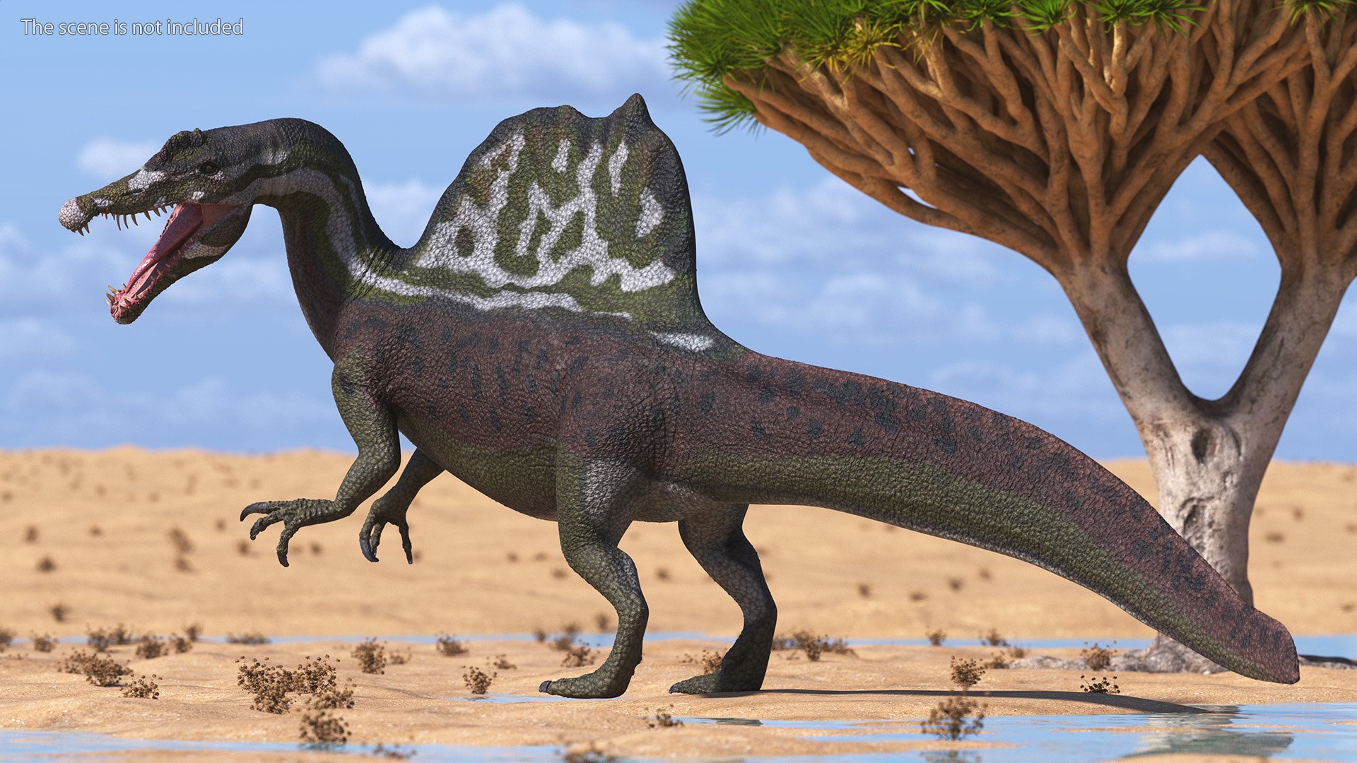 Jurassic Reptile Spinosaurus Green Roaring Pose 3D - TurboSquid 2270185