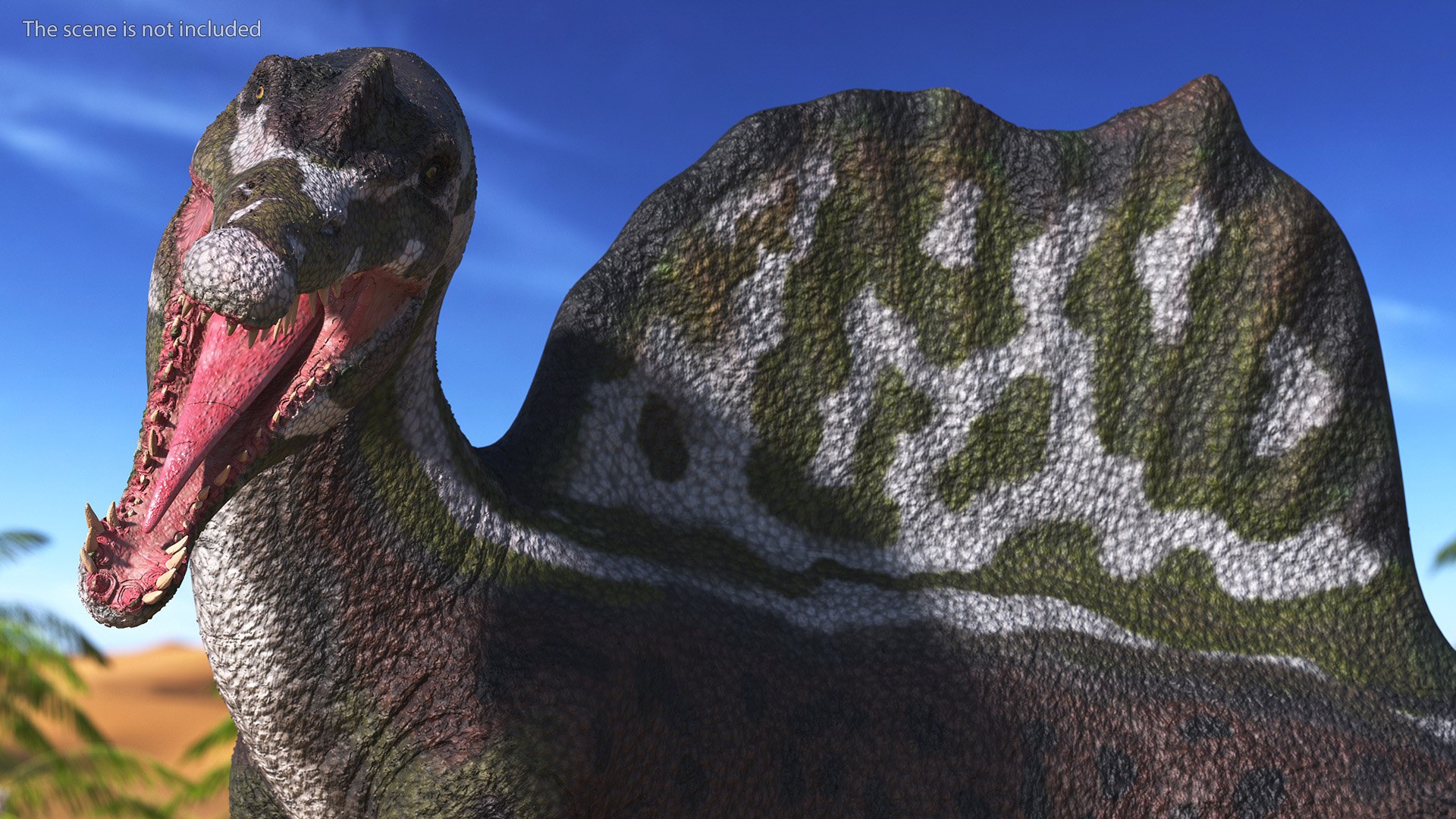 Jurassic Reptile Spinosaurus Green Roaring Pose 3D - TurboSquid 2270185