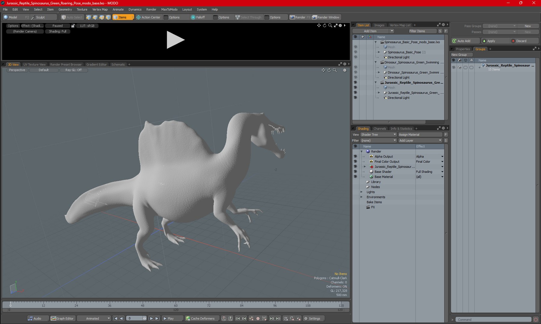 Jurassic Reptile Spinosaurus Green Roaring Pose 3D - TurboSquid 2270185