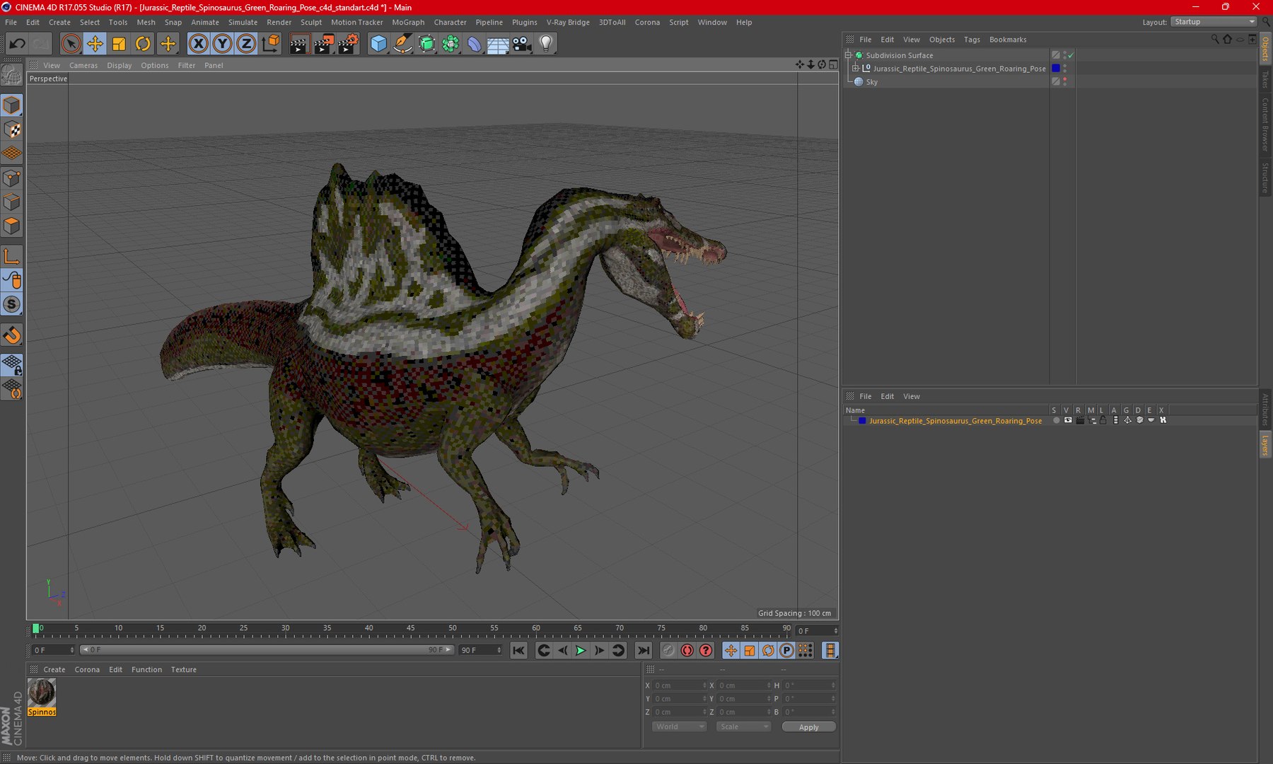 Jurassic Reptile Spinosaurus Green Roaring Pose 3D - TurboSquid 2270185