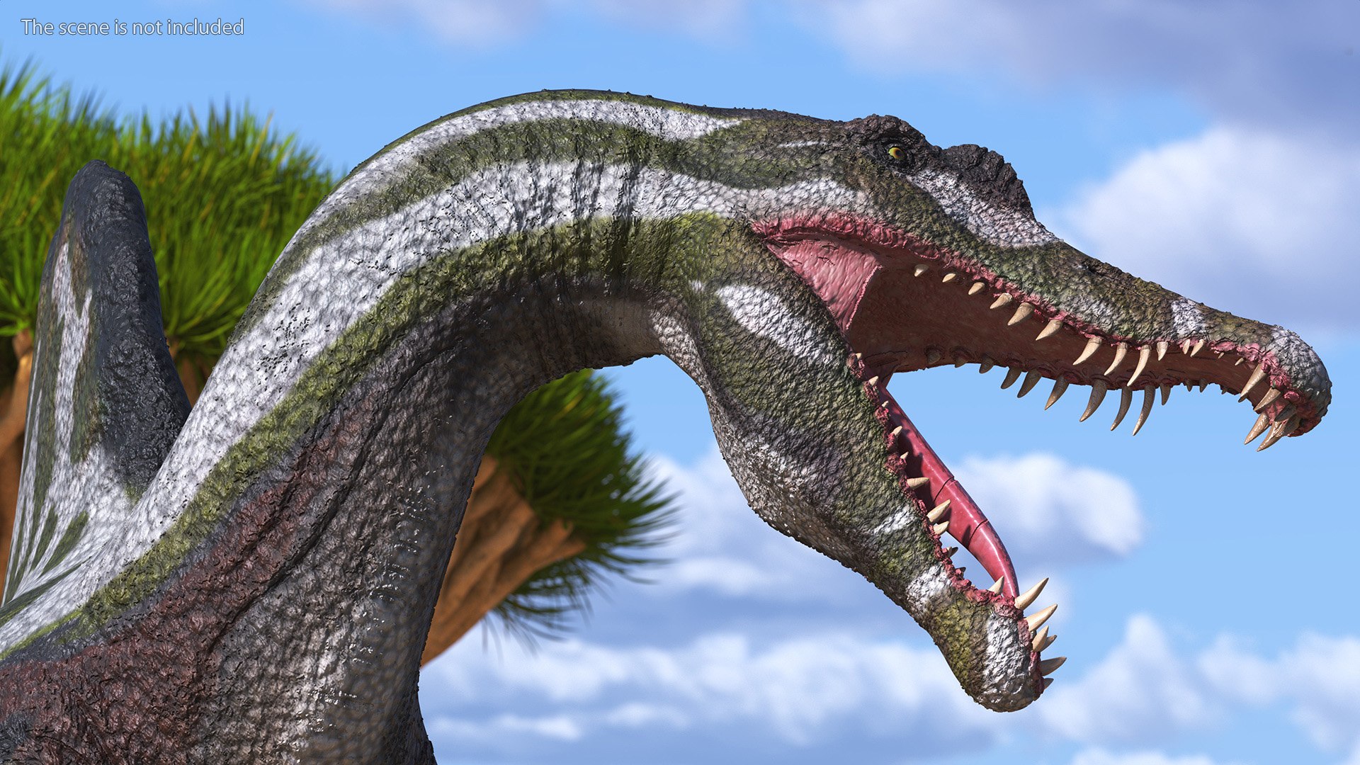 Jurassic Reptile Spinosaurus Green Roaring Pose 3D - TurboSquid 2270185