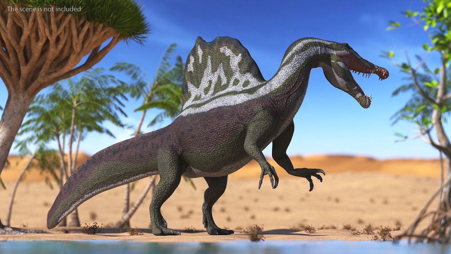 Jurassic Reptile Spinosaurus Green Roaring Pose 3D - TurboSquid 2270185