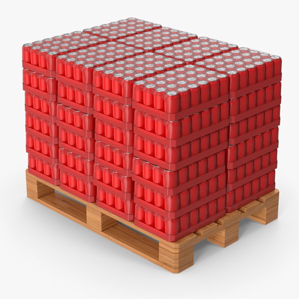 modelo 3d Red Soda Can Packs On Pallet - TurboSquid 2053667